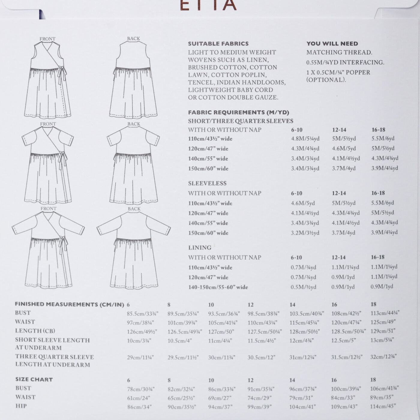 Etta (UK Size 6-18) | Merchant&Mills | 内田ミシン商会